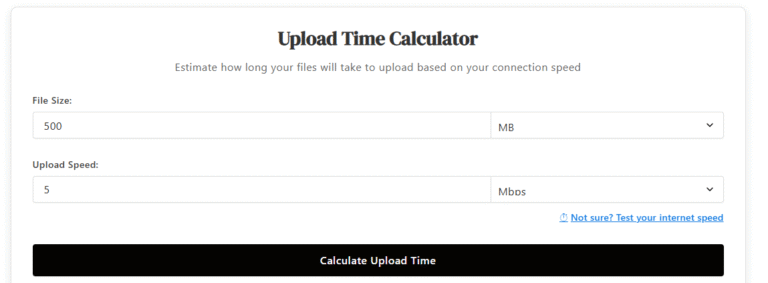Upload Time Calculator